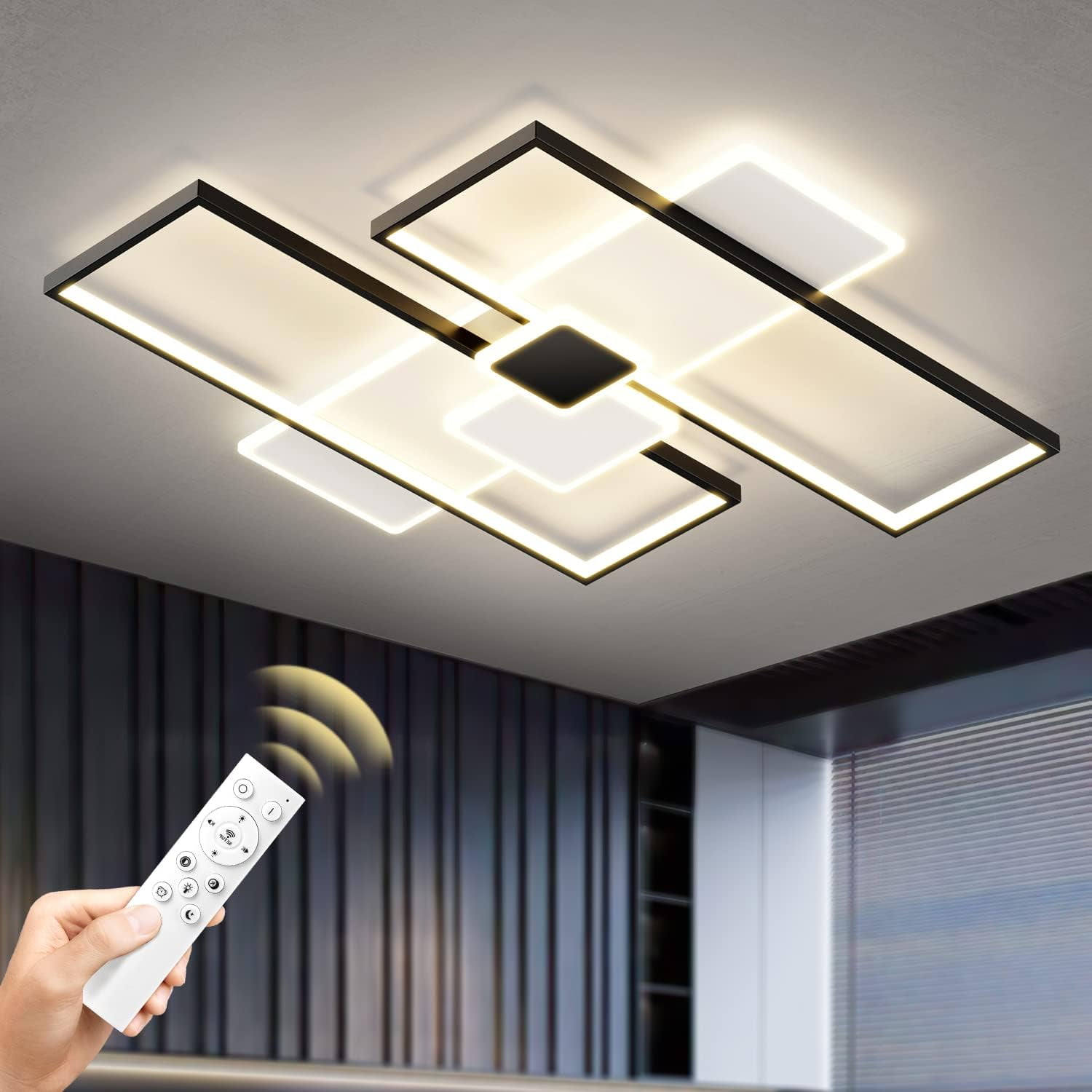 32.3in Dimmable Modern LED Flush Mount Ceiling Light, 102W Square ...