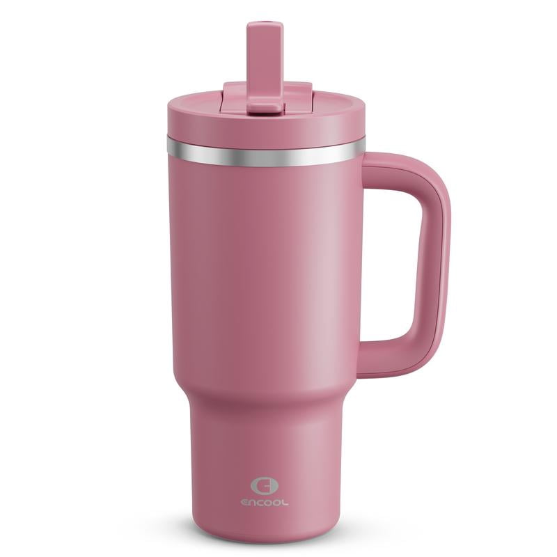 32/40 oz Tumbler with Handle and Straw: Stainless Steel Insulated ...