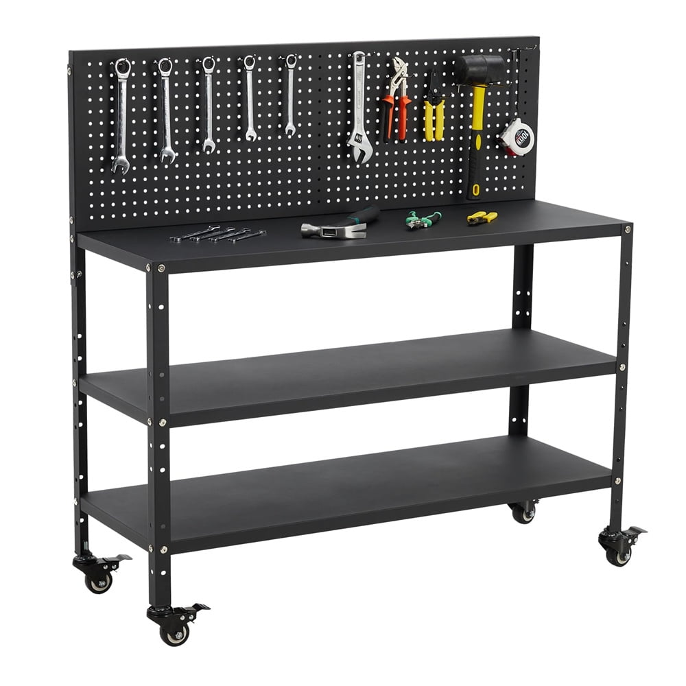 32"/47" Workbench with Pegboard,Heavy-Duty Steel Workbench Organizer ...