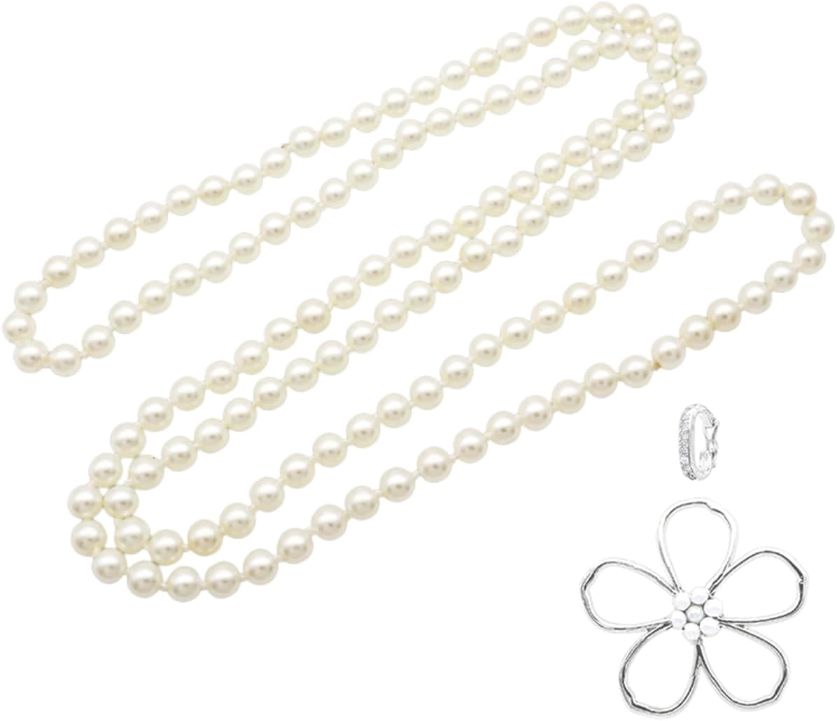 32/48/60 Inches 8mm Glass Pearls Strand Layered Necklace Knoting Beaded ...