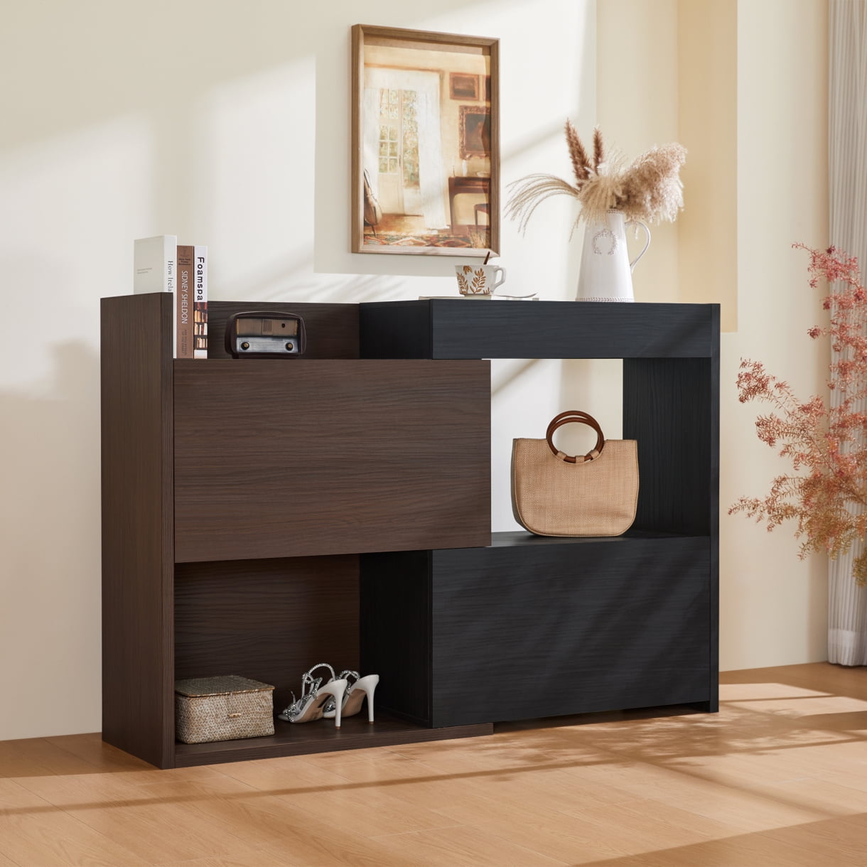 32.5''-58.8'' Extendable & Rotating Console Table, Wooden 90-Degree ...