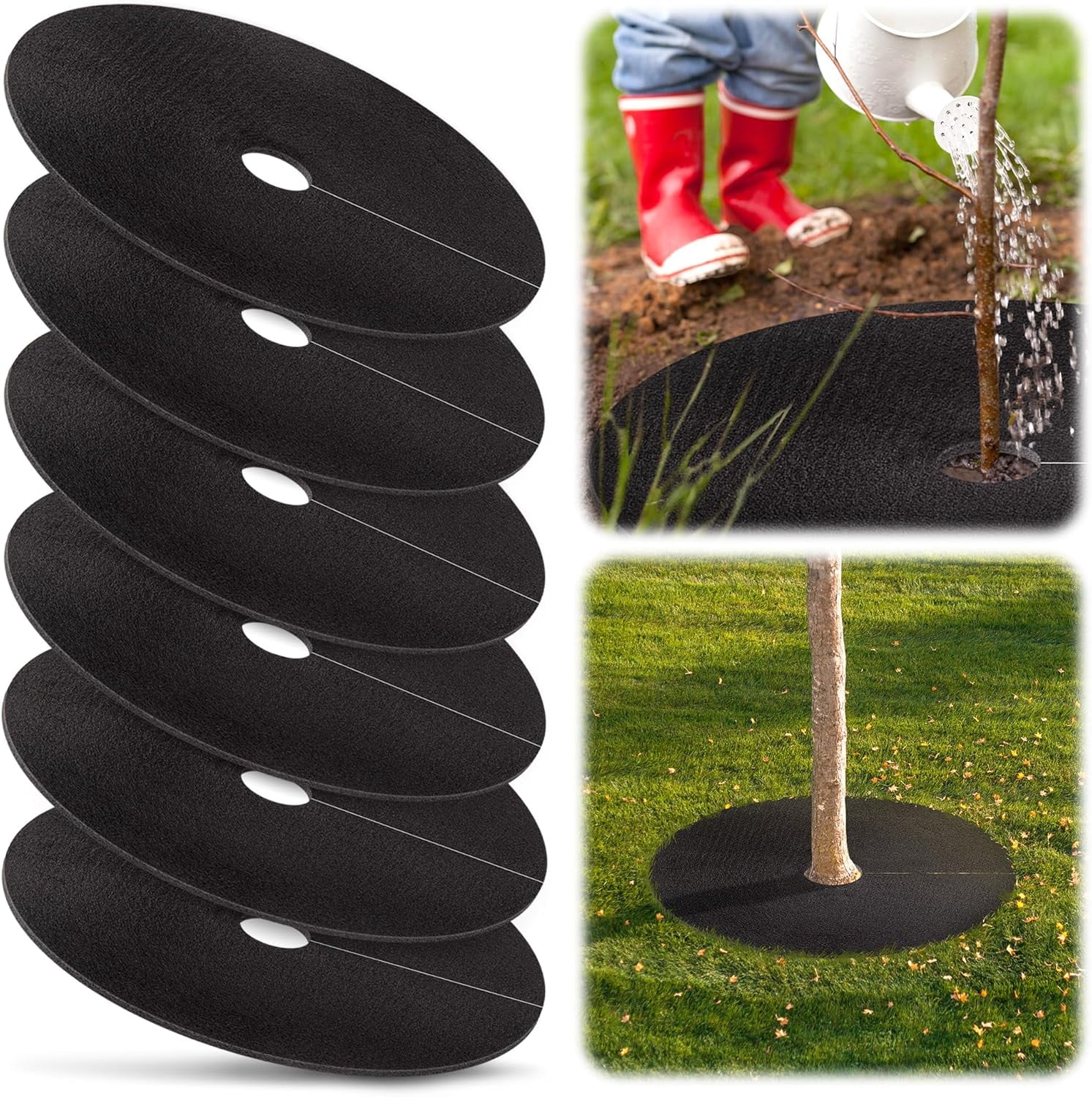 32.5 Inch Non-Woven Tree Mulch Ring,Reusable Tree Weed Barrier Mat ...