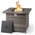 32.5 Inch Propane Fire Pit Table, Outdoor Rattan Gas Firepit with ...