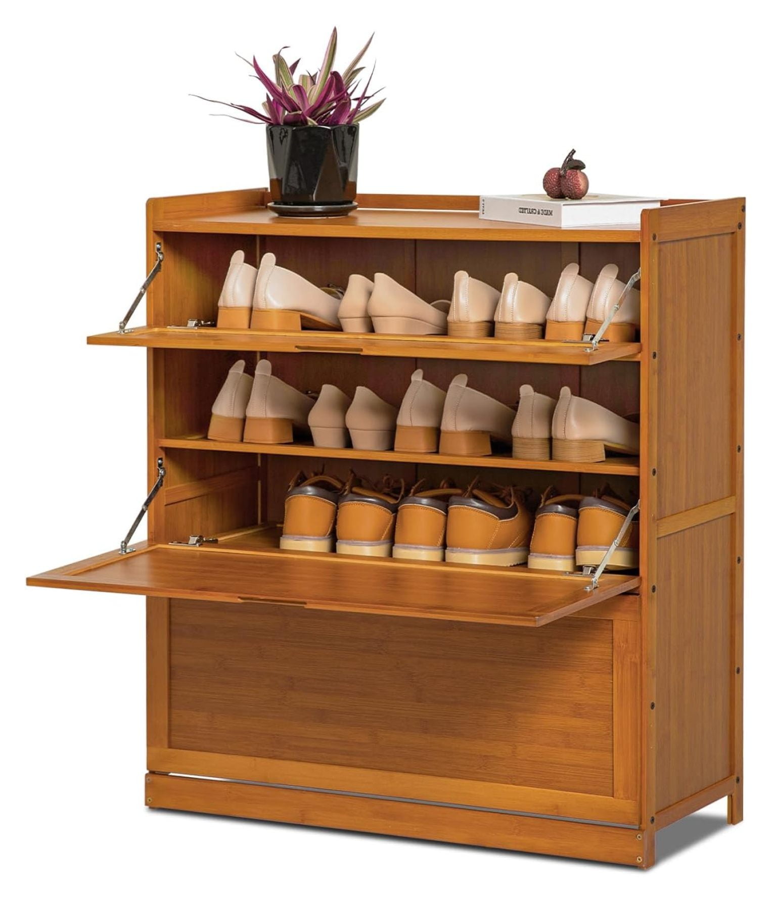 32" 5-Tiers Bamboo Shoe Storage Cabinet Shoe Rack Freestanding Shoe ...