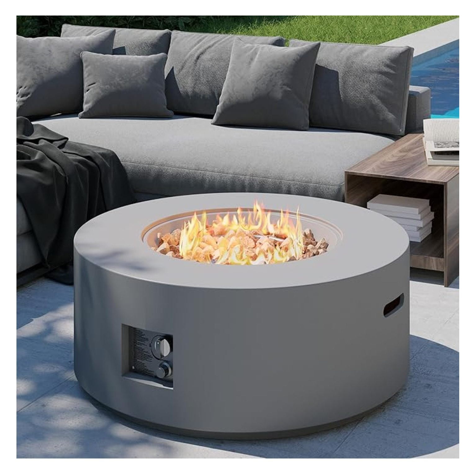 32.5 inch Round Propane , 50000 BTU Gas Table with Steel Lid ...