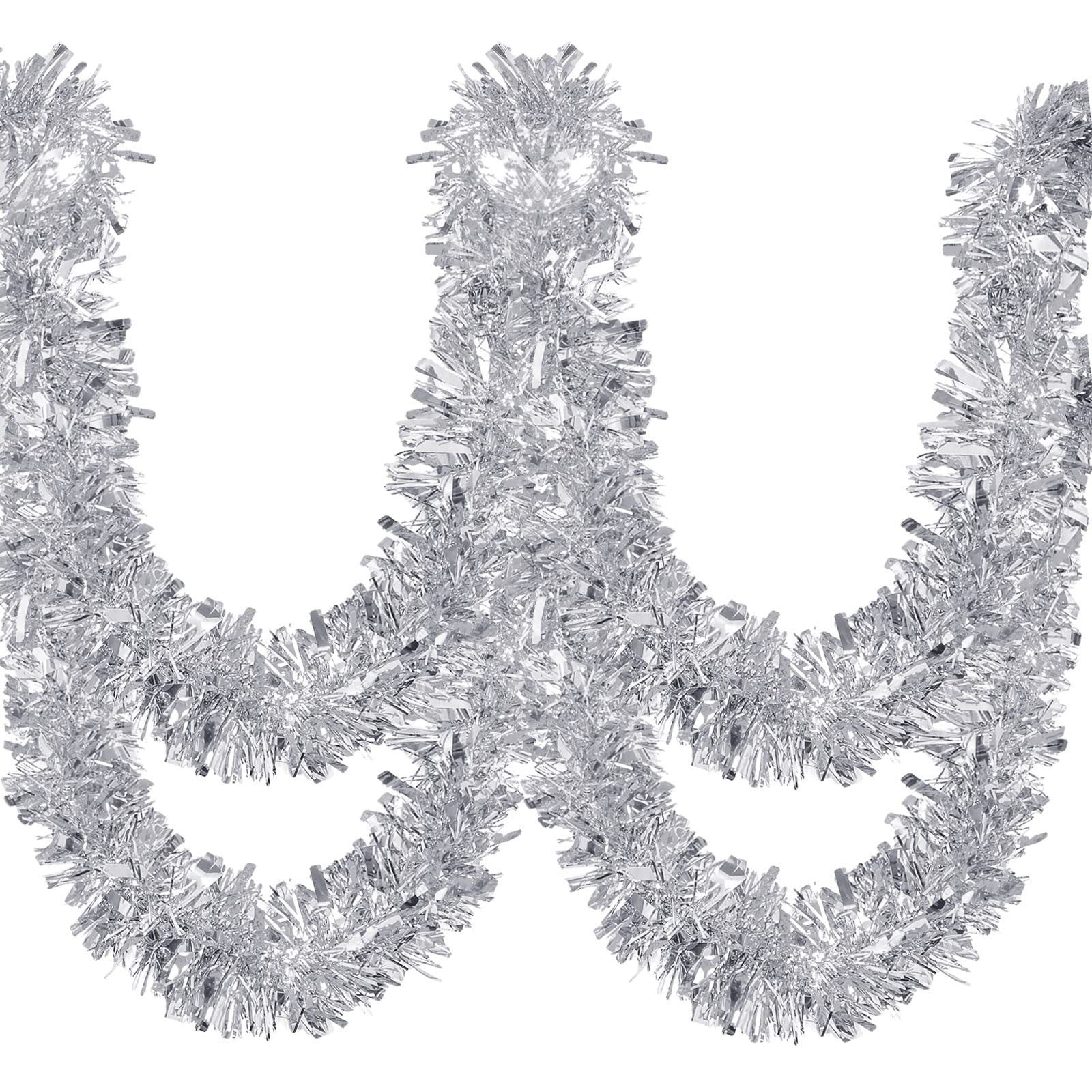 32/50 FT Christmas Tinsel Garland, Metallic Twist Hanging Garland with ...