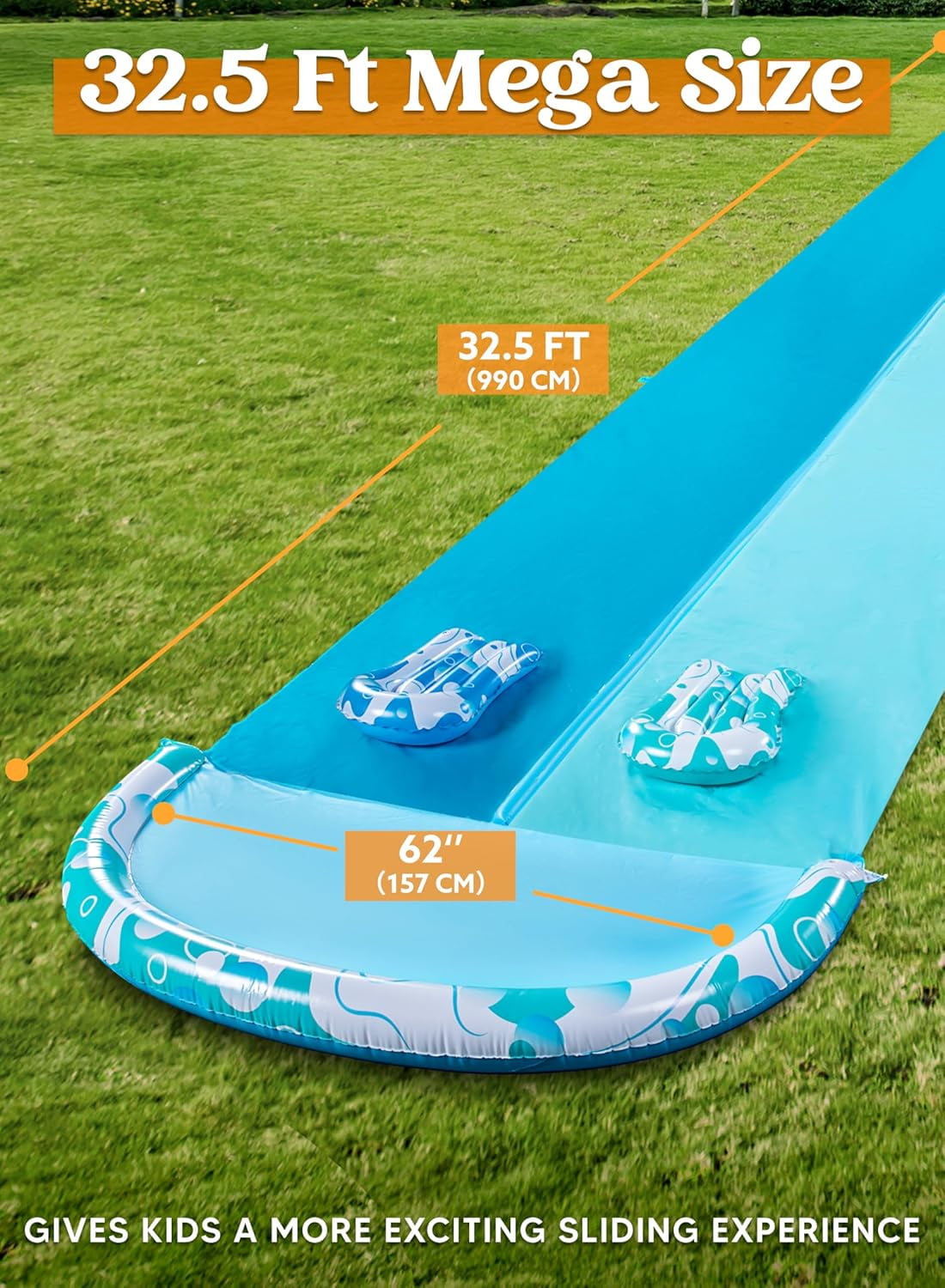 32.5FT Water Slide and 2 Inflatable Boards, Extra Long Heavy Duty ...