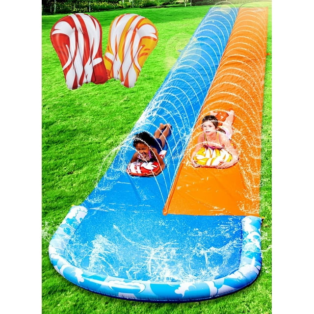 32 5ft Extra Long Water Slide And 2 Inflatable Boards Heavy Duty Lawn