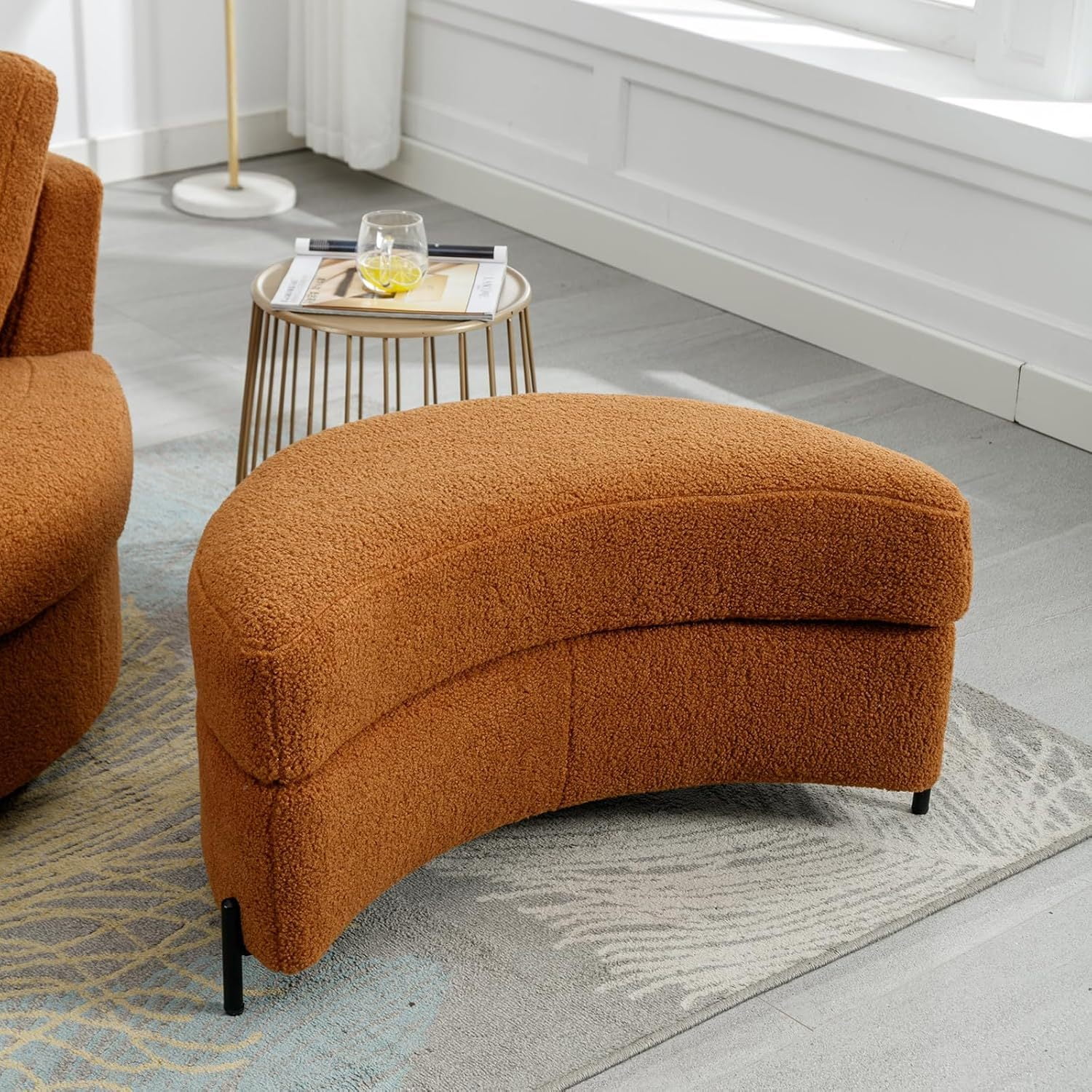 32.7" W Sherpa Upholstered Storage Bench Large Ottoman with Tray Serve ...