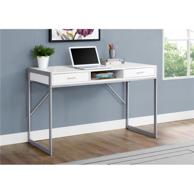 32.75 in. MDF & Silver Metal Computer Desk - Walmart.com