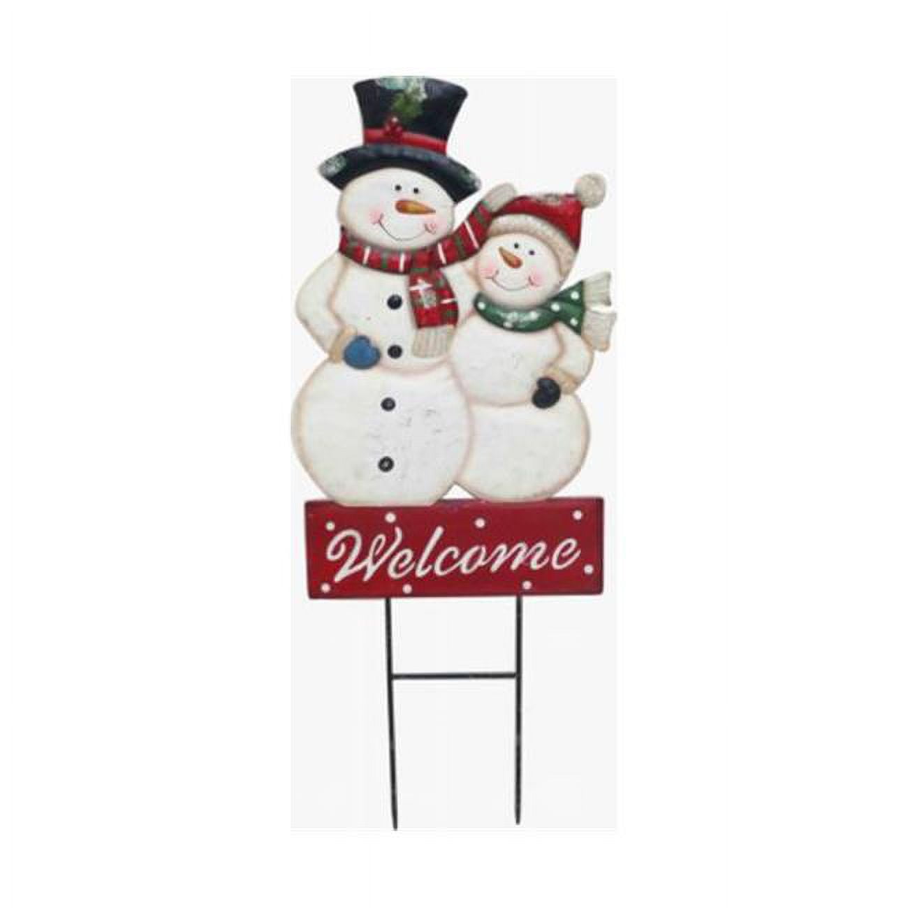 32.75 in. Snowman Pair Yard Art Welcome Sign - Multi Color - Walmart.com
