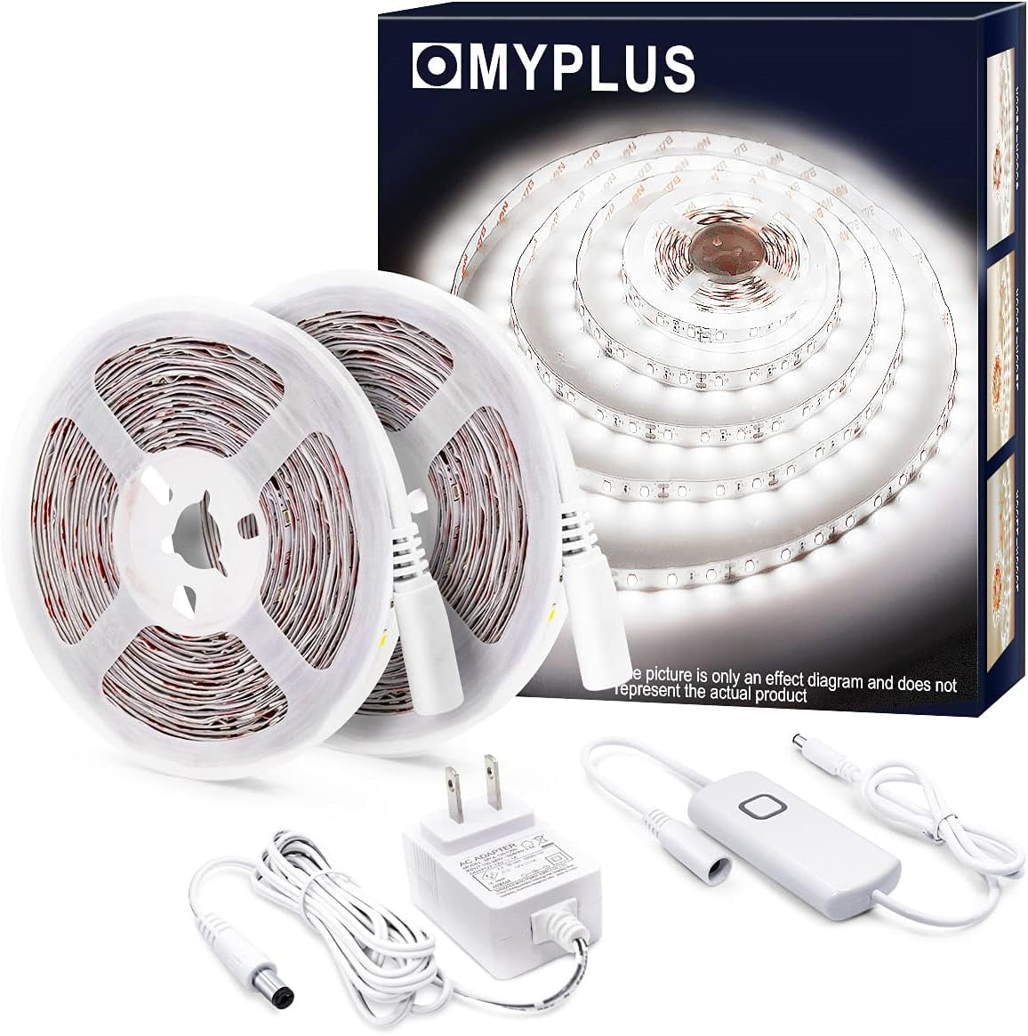 32.8 FT White Strip Lights, Dimmable LED Tape Light 6500K Bright ...