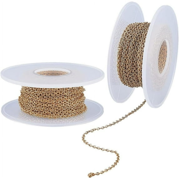 32.8 Feet/10M 18K Gold Plated Stainless Steel Chain Bulk Metal ...