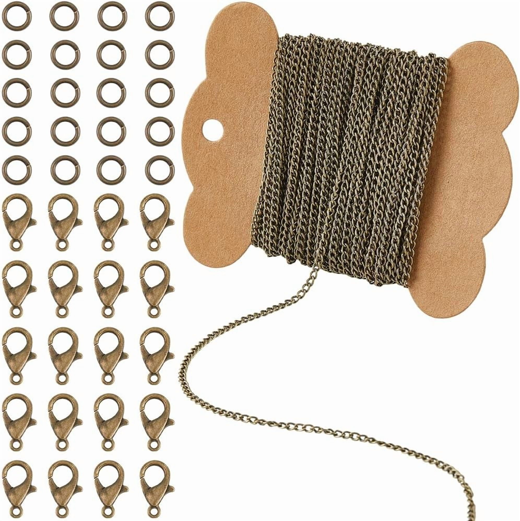 32.8 Feet/10M 2mm Curb Chain Roll Necklace Chain Kits Metal Bronze Iron ...