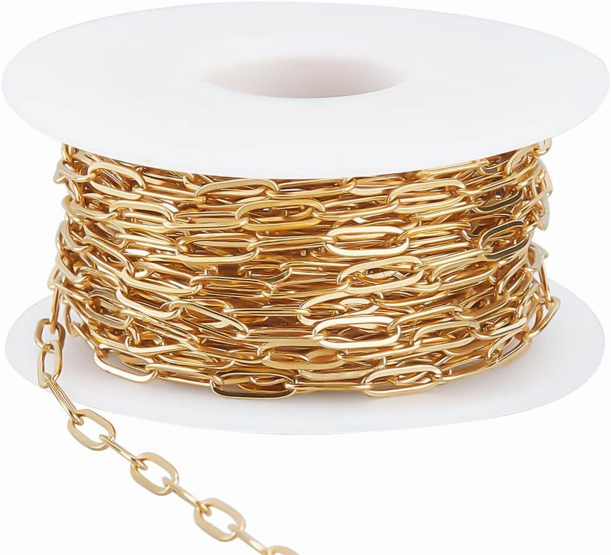 32.8 Feet/10M 304 Stainless Steel Paperclip Chain Bulk Gold Metal ...