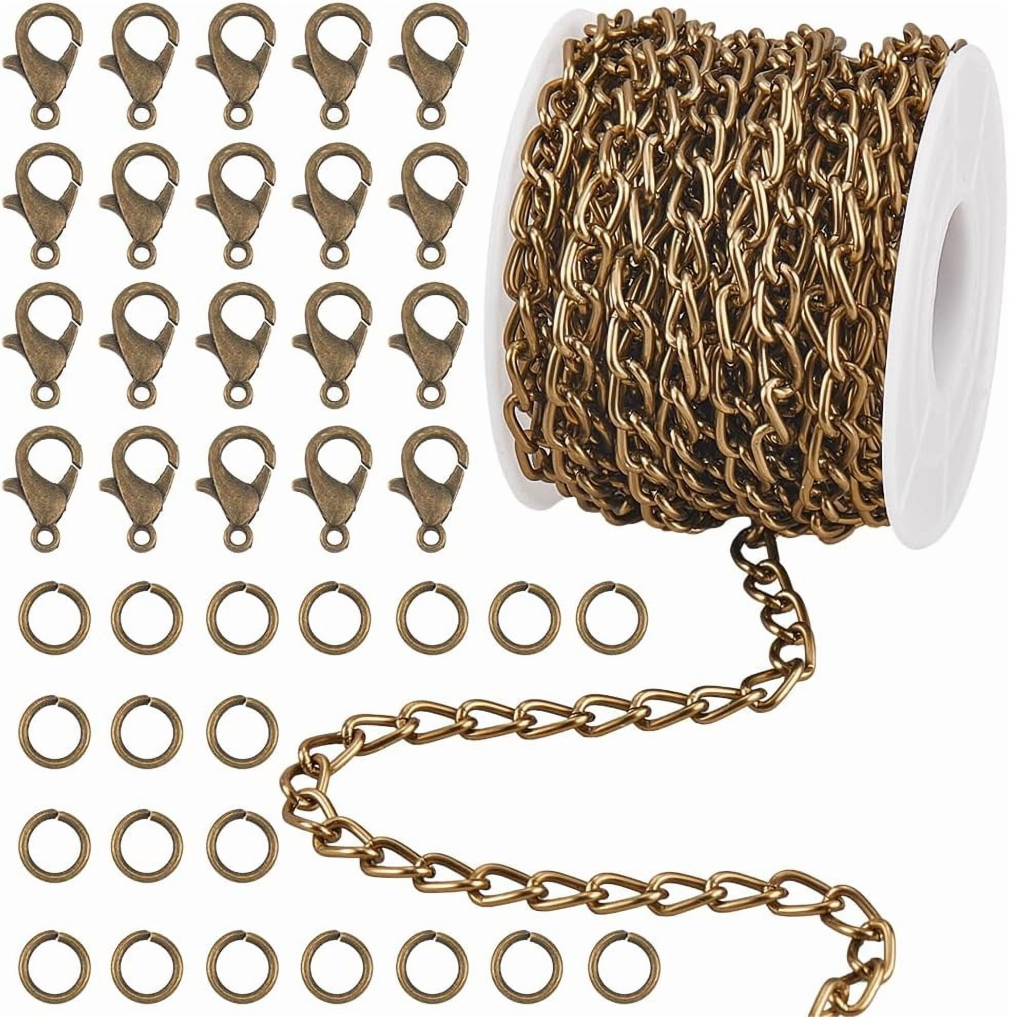 32.8 Feet/10M 5mm Aluminum Link Chain Necklace Chain Kits Bronze Metal ...