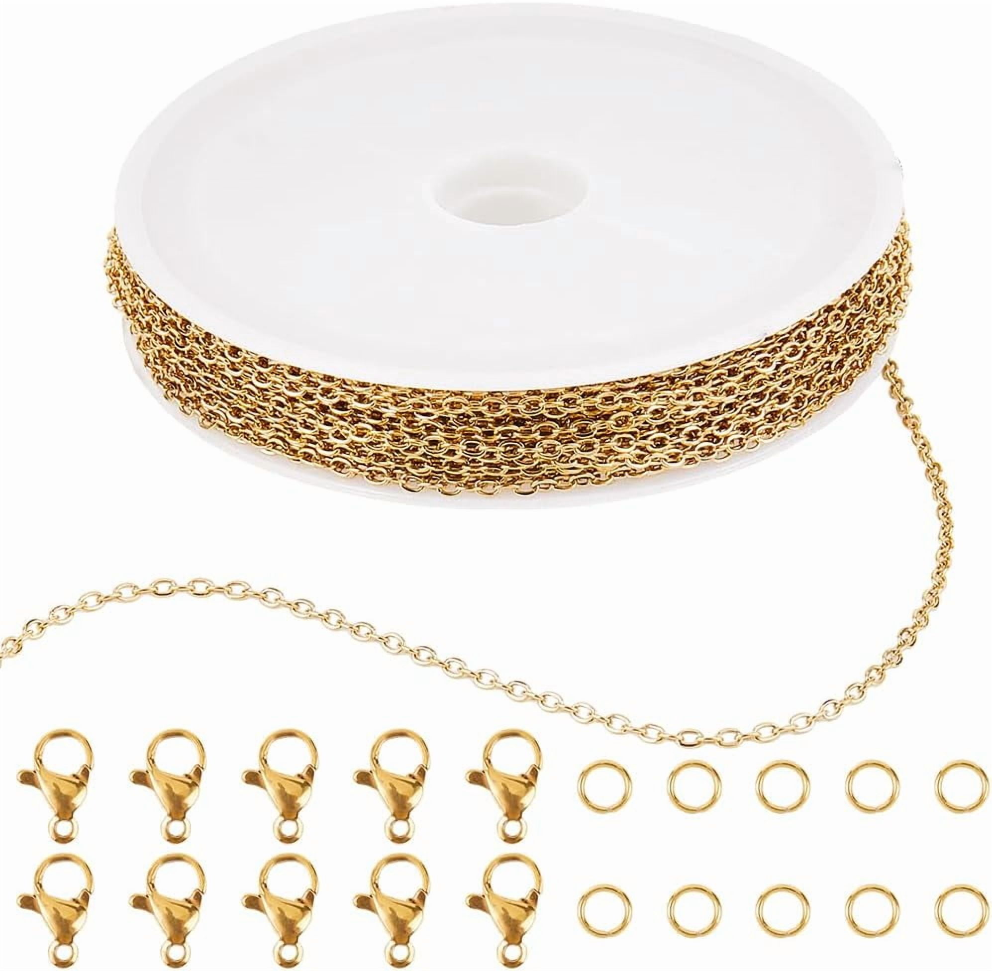 32.8 Feet/10M Gold Cable Chain 3mm Oval Chain Necklace Bulk Roll ...