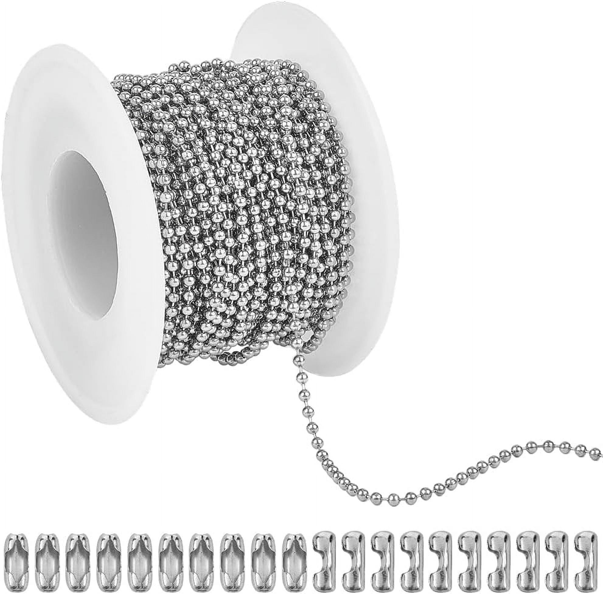 32.8 Feet/10M Stainless Steel Bead Chain Necklaces Bulk Beaded Link ...
