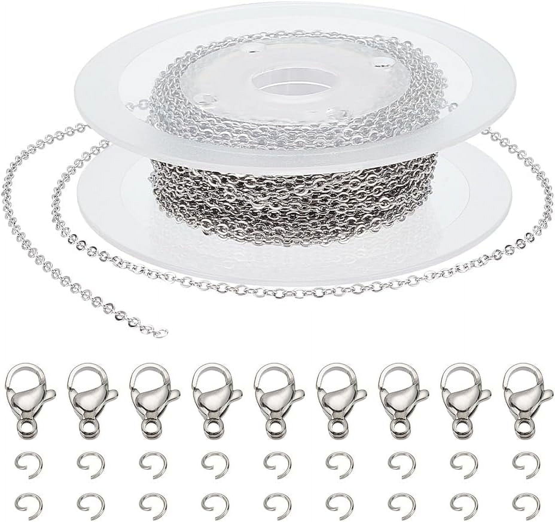 32.8 Feet(10m) 2.5mm Stainless Steel Cable Link Chain Roll with 20 ...