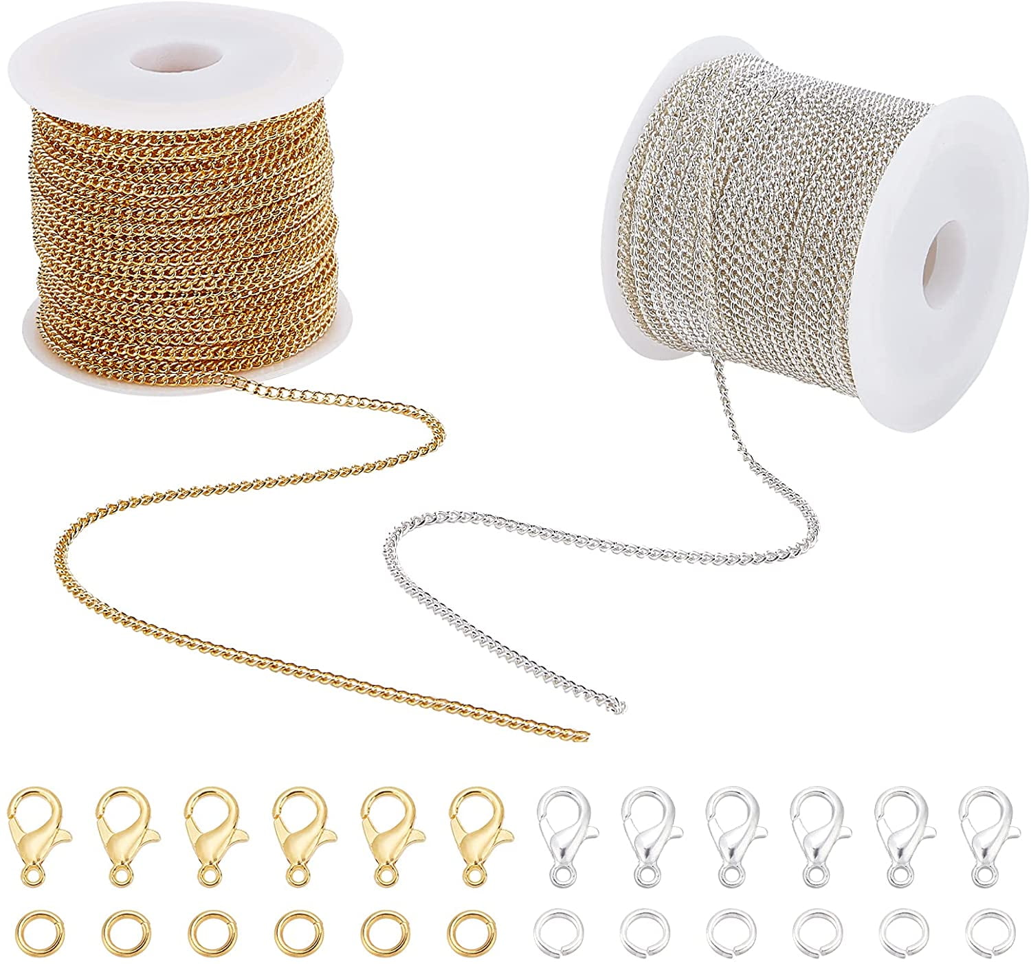 32.8 Feet/Color 2Colors Iron Crooked Chains Curb Chains Iron Bulk Curb ...