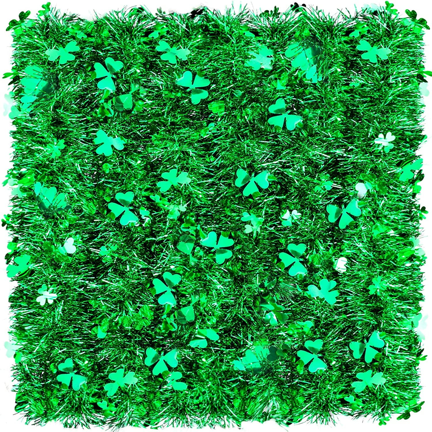 32.8 Feet St Patrick's Day Garland Shamrock Green Tel Garland Glitter ...