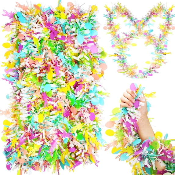 32.8 Feet x 4 Inches Easter Tinsel Garland with Colorful Egg ...