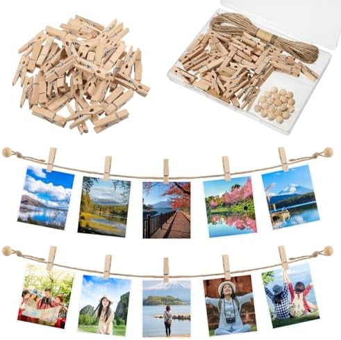 32.8 Ft Hanging Photo Display String with 50 Clips, Boho Picture Frame ...