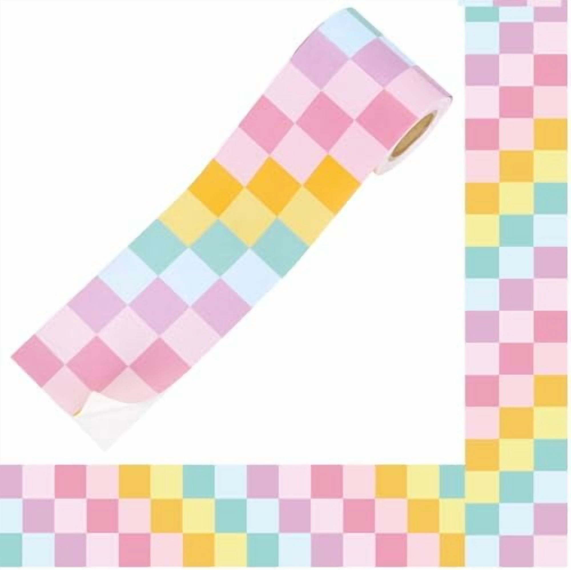 32.8 Ft Pastel Checkered Bulletin Board Border Colorful Plaid Border ...