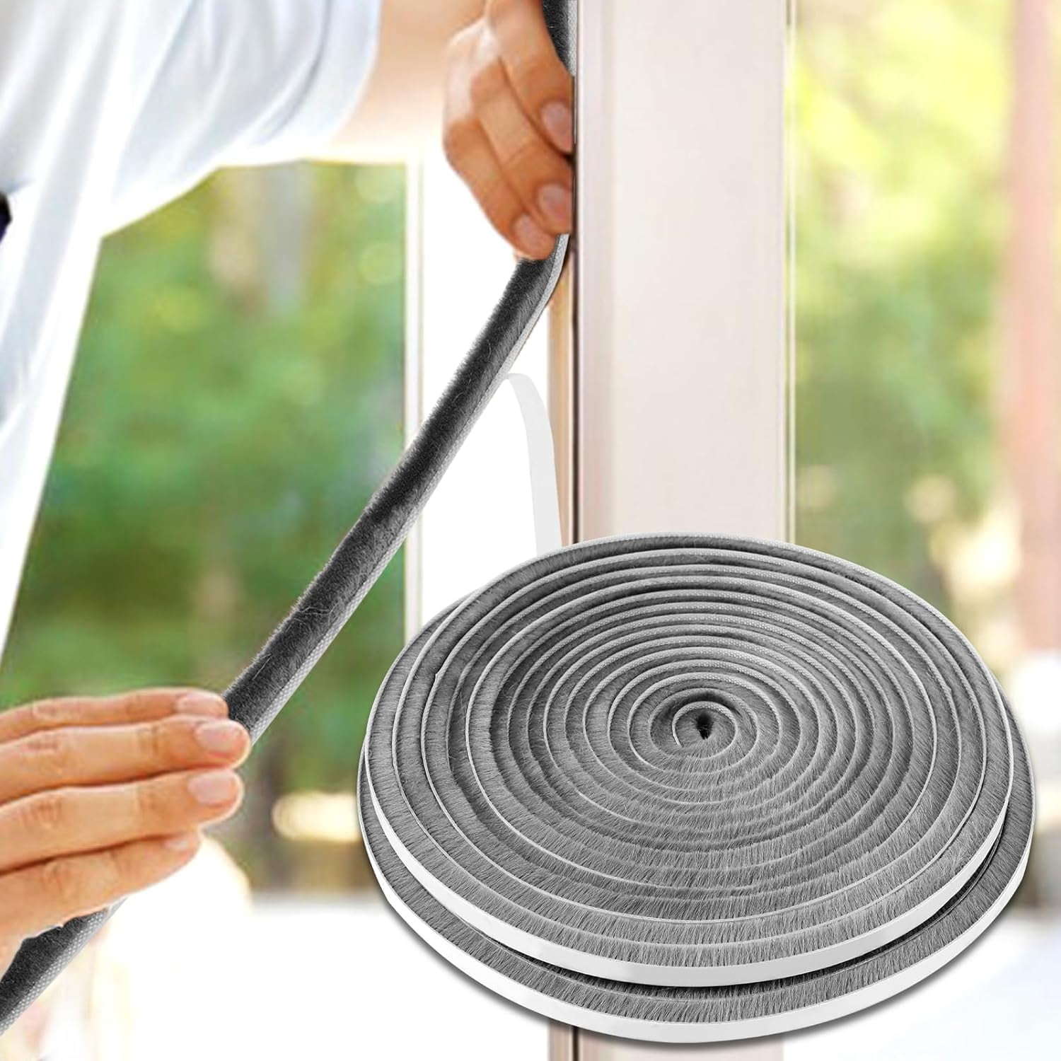 32.8 Ft Self Adhesive Weather Stripping Door Seal 0.35" Wide x 0.35 ...