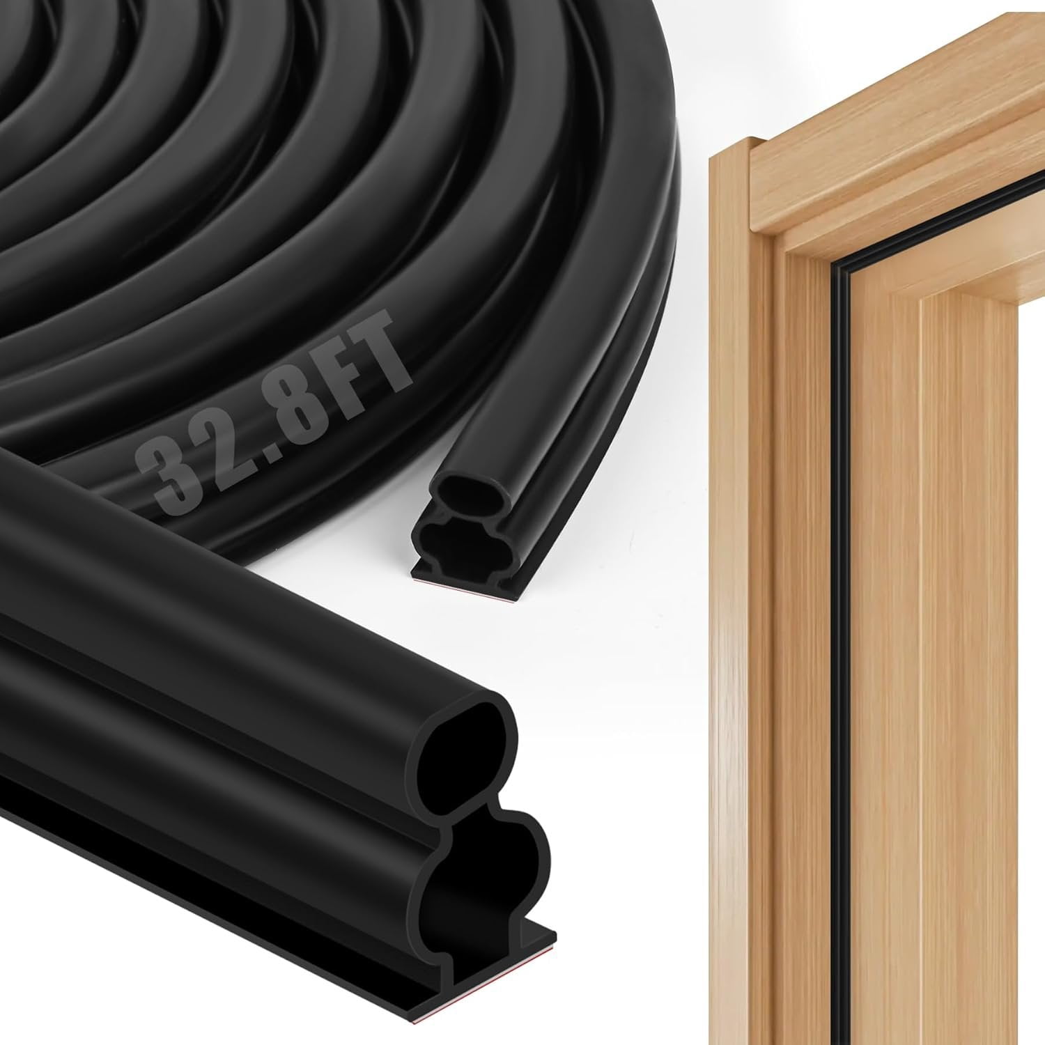 32.8 Rubber Weather Stripping Door Seal, Extra Thick D-Shape Self ...