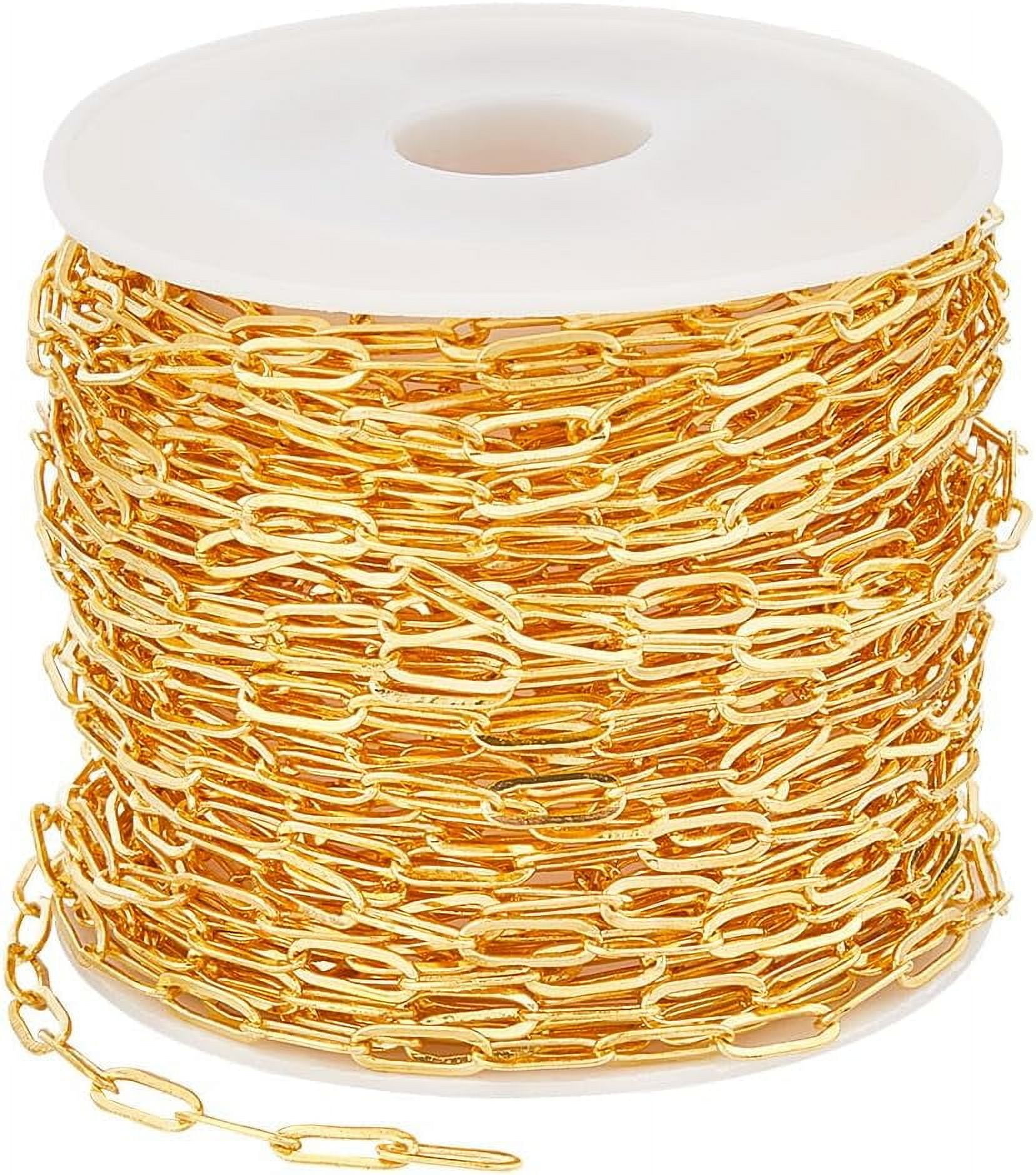 32.81 Feet Paperclip Chain Links Gold Paper Clip Chain Brass 3mm Wide ...