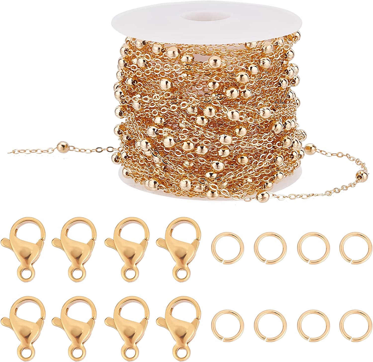 32.8Feet/10M 18K Gold Plated Chains for Jewelry Making 4mm Ball Beaded ...