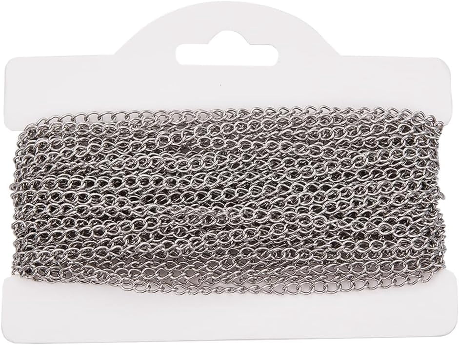 32.8Feet/10M Stainless Steel Curb Chain Silver Oval Chain Roll Soldered ...
