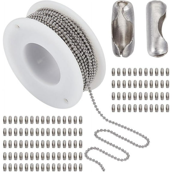 32.8Feet/ 10m 1.5mm Stainless Steel Bead Chain Silver Bead Ball Chain ...