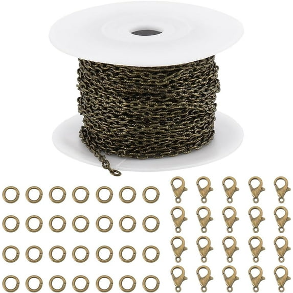 32.8Feet/ 10m Bronze Chains Bulk Jewelry Textured Cable Chain Spool 5x3 ...