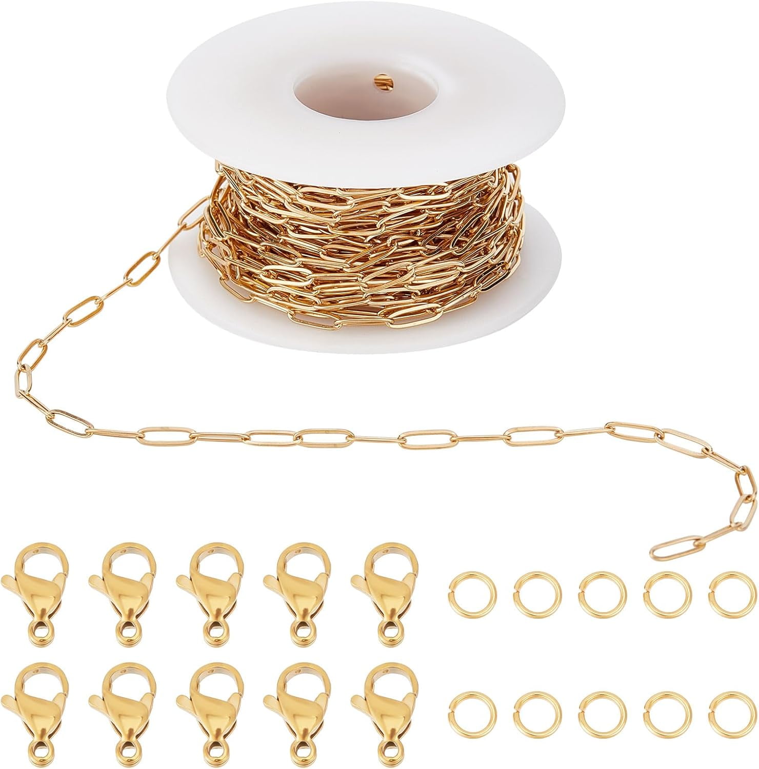 32.8Feet/ 10m Paper Clip Chain Spool Stainless Steel Paperclip Chains ...
