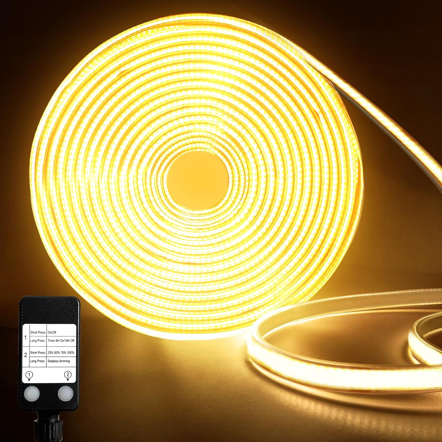 32.8Ft Cob Led Strip Lights Outdoor Waterproof, 3200 Led Strip Light ...