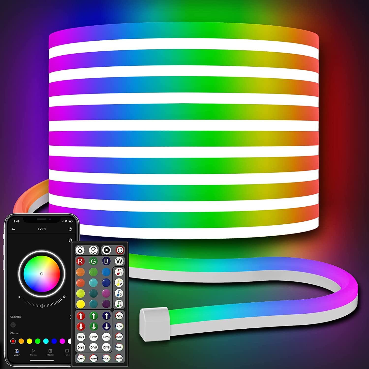 32.8Ft Neon Rope Lights,Flexible Led Rope Lights Control with App ...