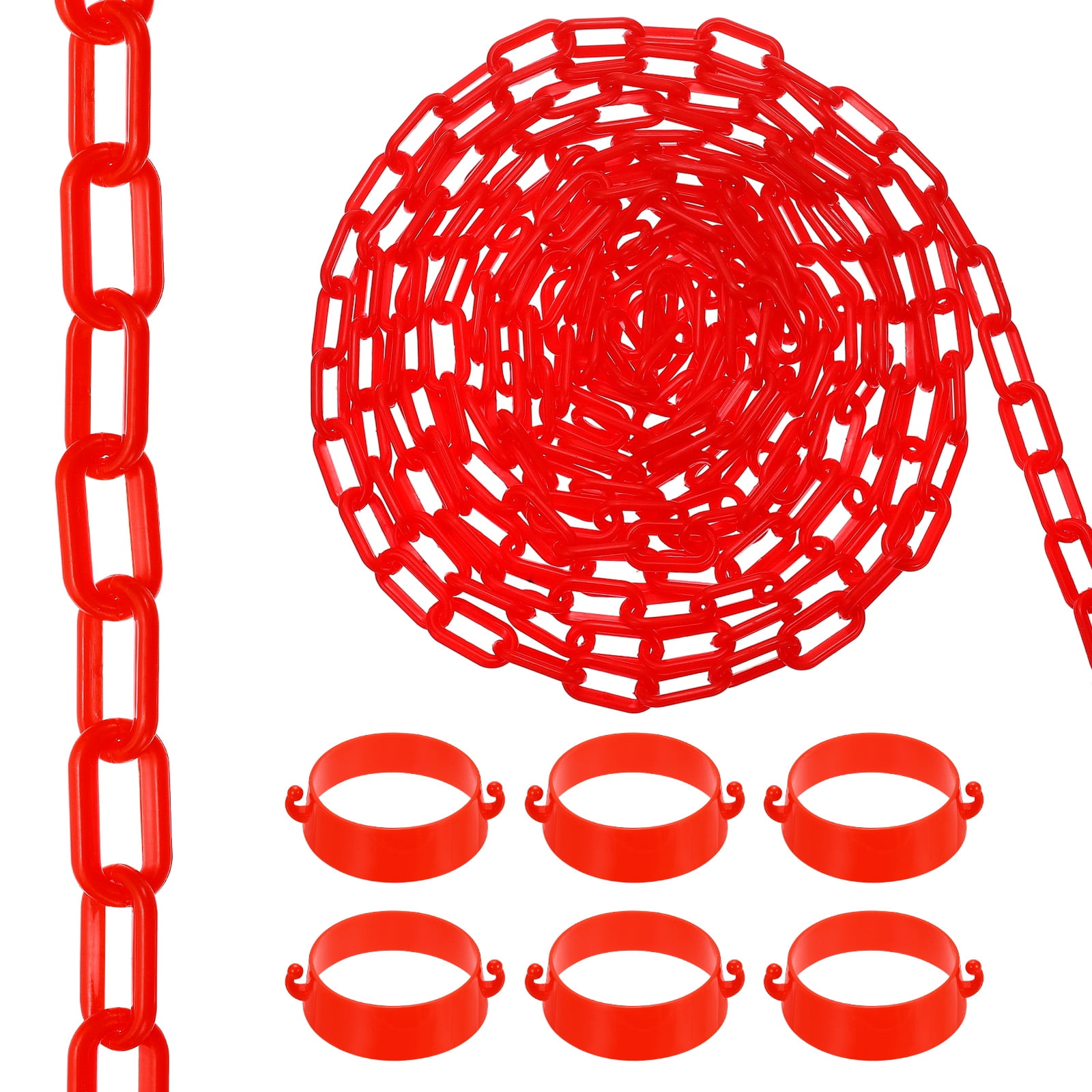 32.8Ft Plastic Chain Barrier, Safety Link Chain Stanchion with Traffic ...