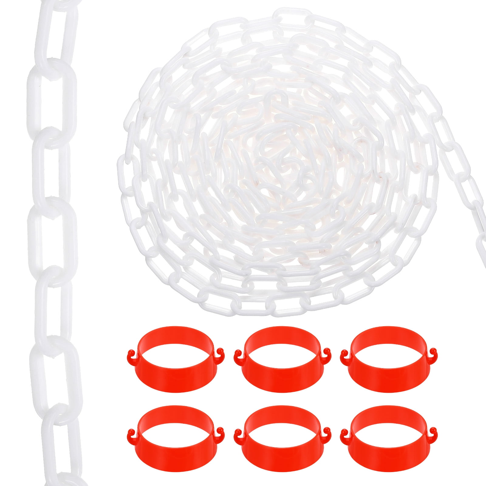 32.8Ft Plastic Chain Barrier, Safety Link Chain Stanchion with Traffic ...