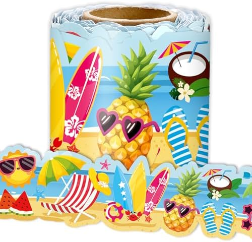 32.8Ft Summer Bulletin Board Border Cute Cartoon Hawaiian Theme Die Cut ...