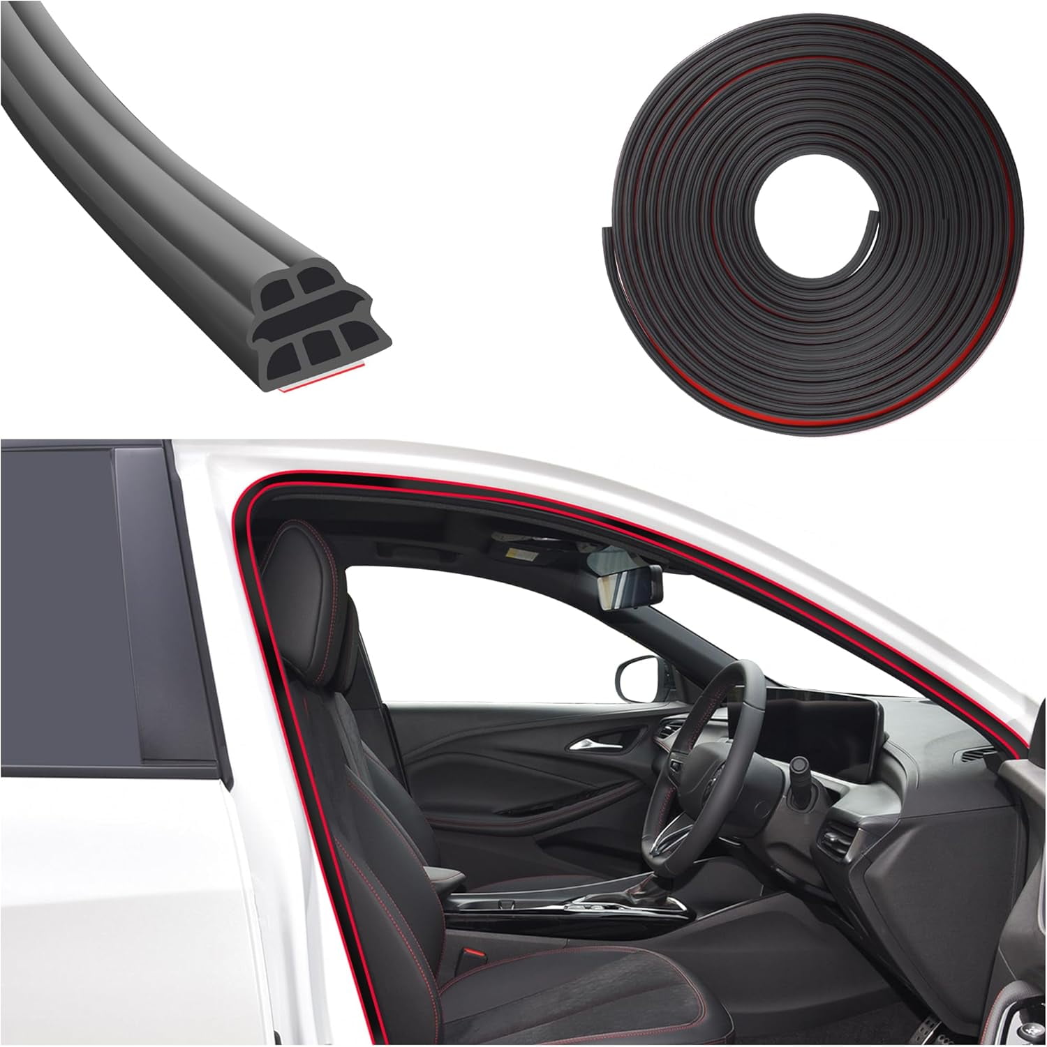 32.8Ft Three Layer Thickening Door Rubber Seal Strip with Six-Hole ...