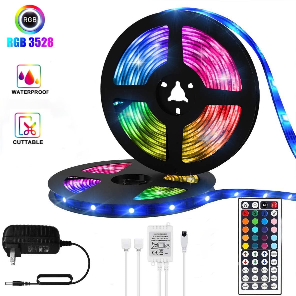 [32.8ft/10m] RGB LED Strip Lights Color Changing Light Strip with Remote, 300LEDs Bright LED ...