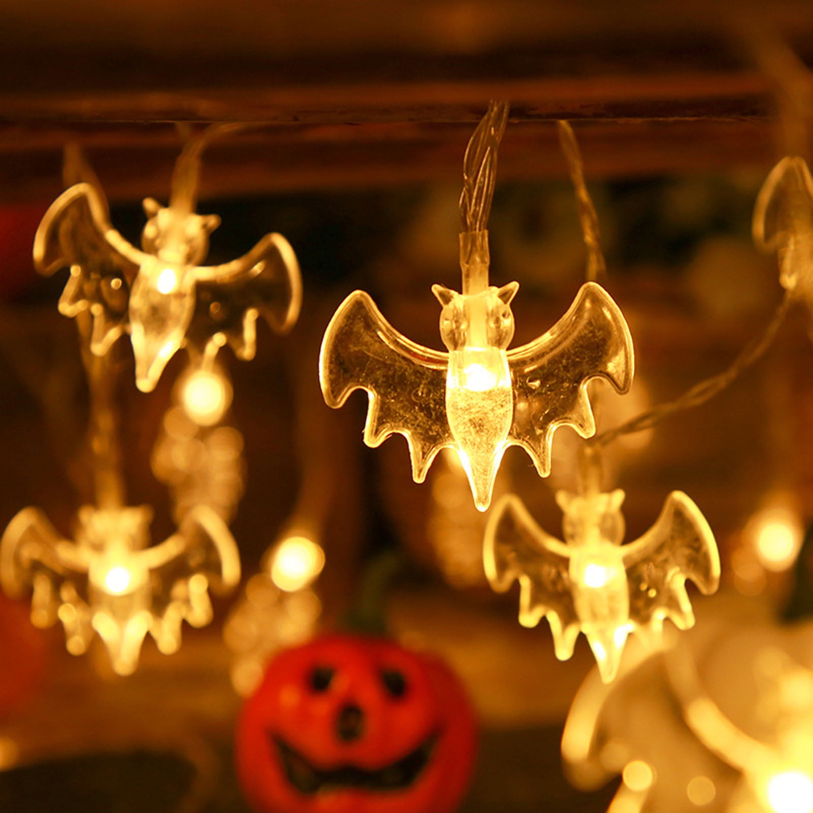 32.8ft 80 LEDs Halloween Bat String Lights Battery Operated Halloween ...