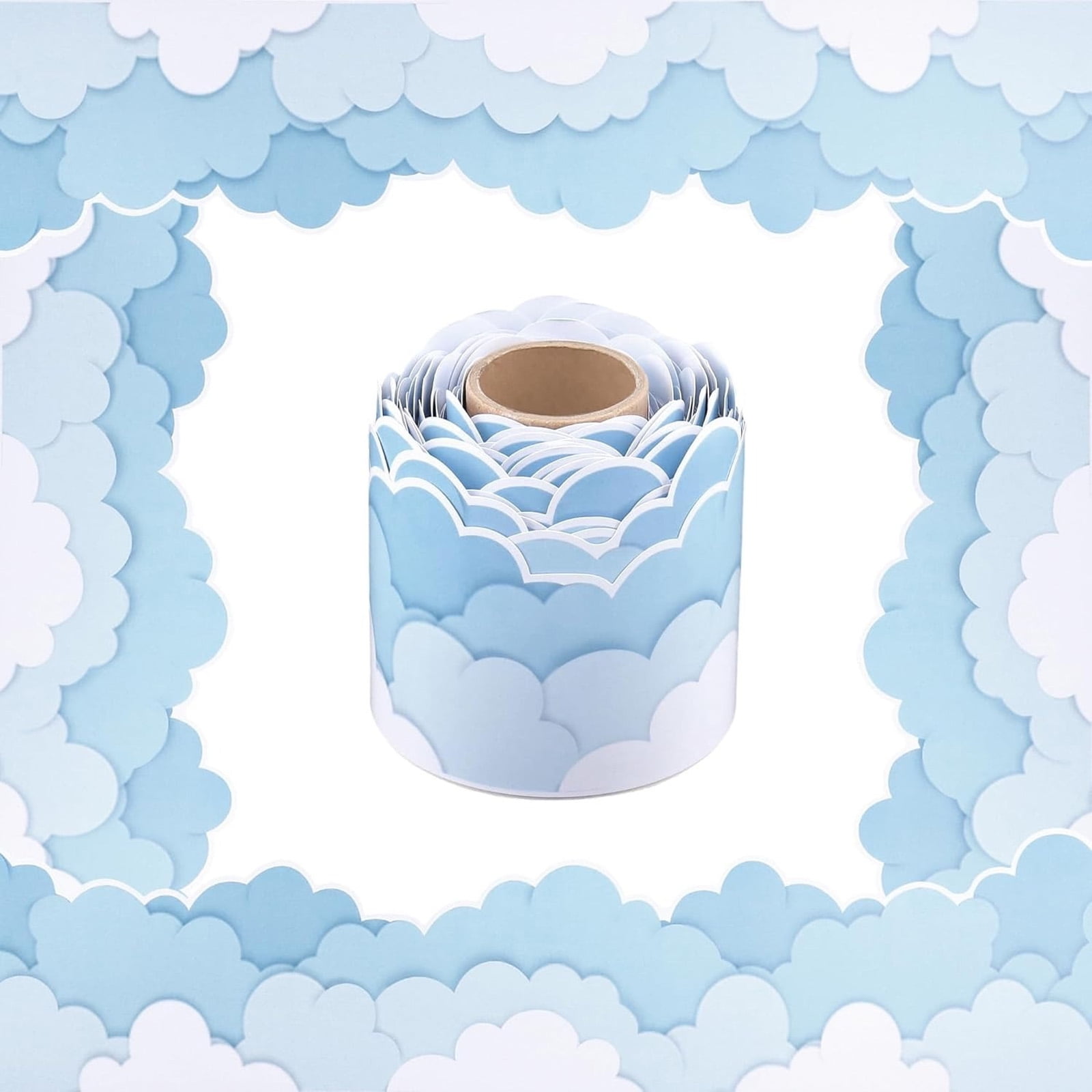 32.8ft Cloud Mass Border Trim Wall Sticker for Chalkboard Notice Board ...