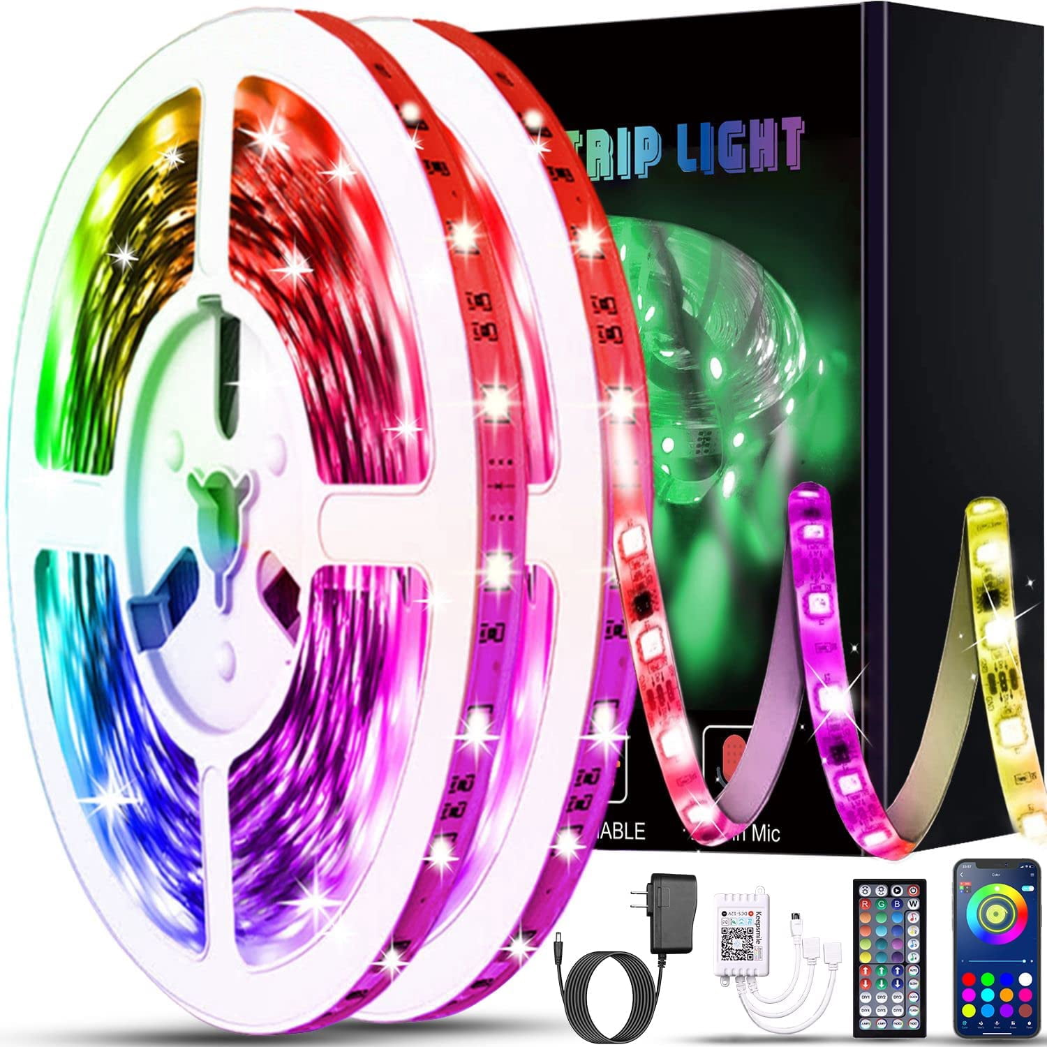 32.8ft Led Lights for Bedroom,APP Control Music Sync Color Changing Led ...