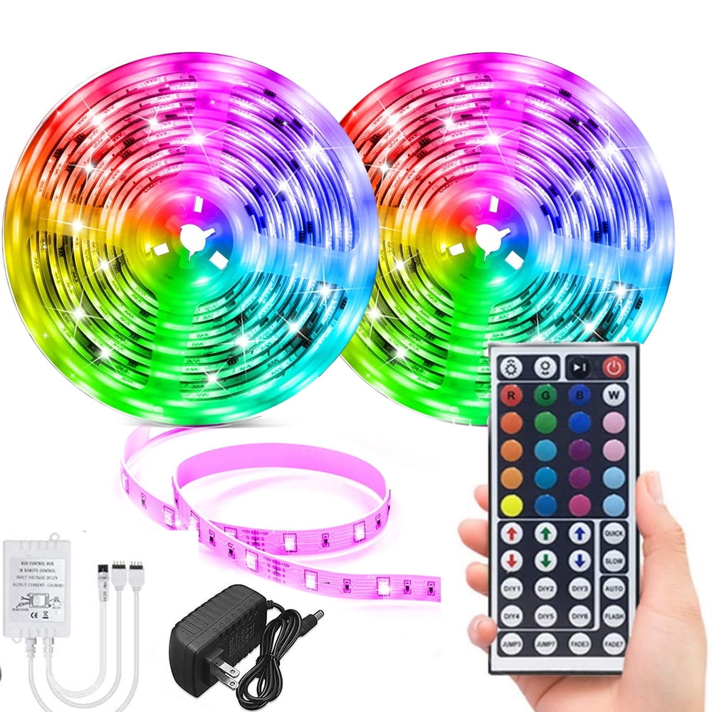 32.8ft RGB LED Strip Lights Kit, Dimmable Color Changing Light Strips ...