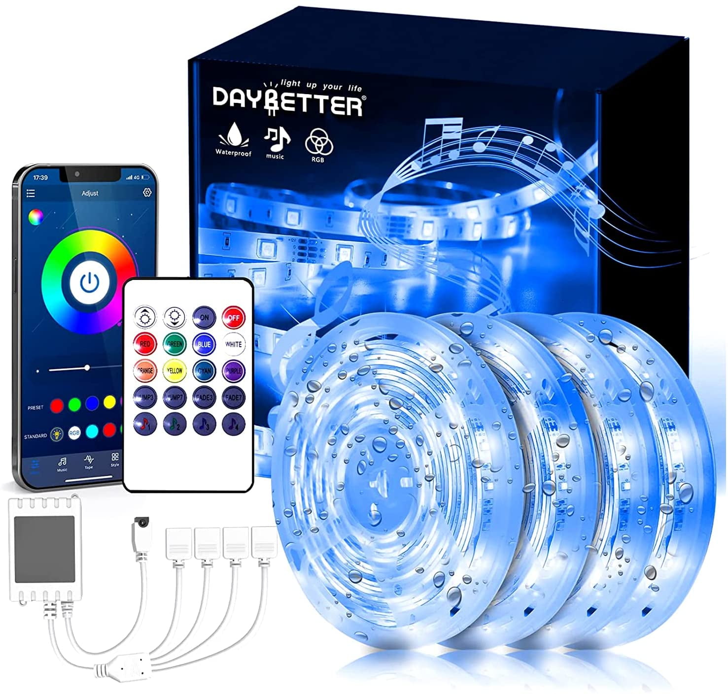 32.8ft Waterproof LED Strip Lights – 2 Rolls of 16.4ft Color Changing ...