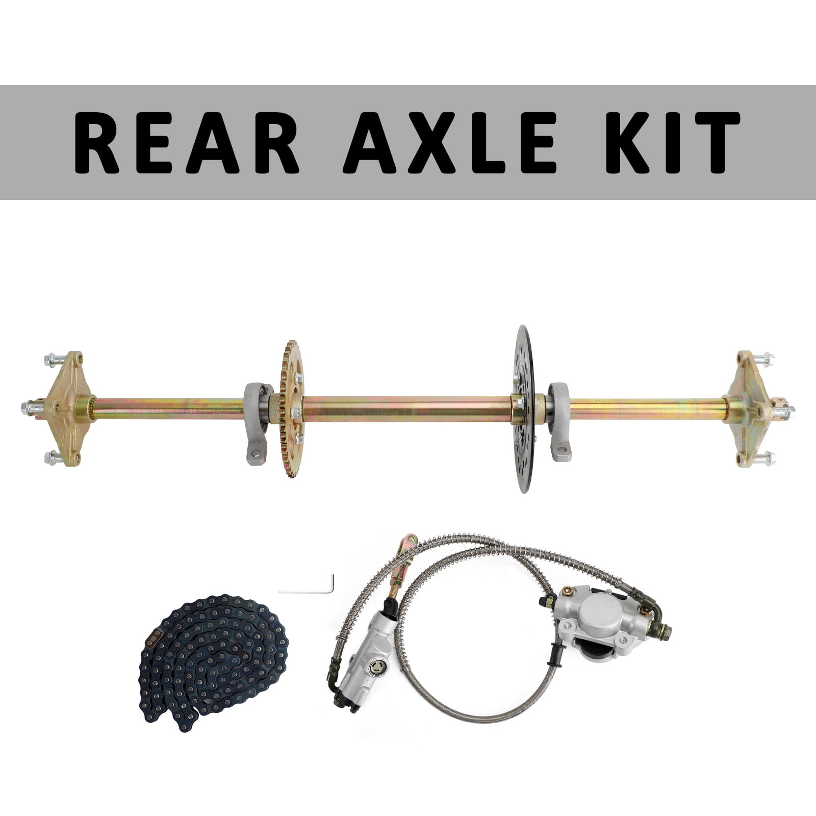 Factory 43 32" ATV Quad Go Kart Rear Live Axle Kit Sprocket Brake Wheel ...