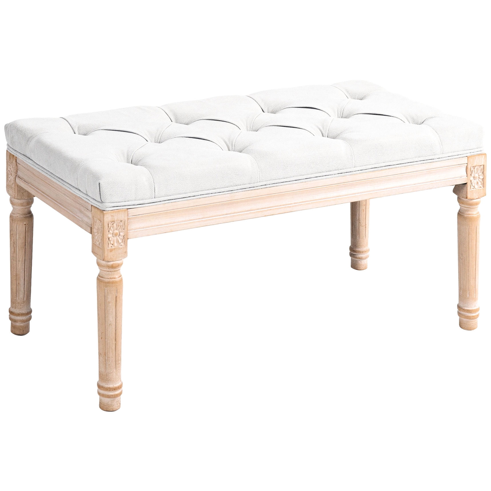 32" Bench with Button - Tufted Design and Breathable Fabric / Pleasant ...